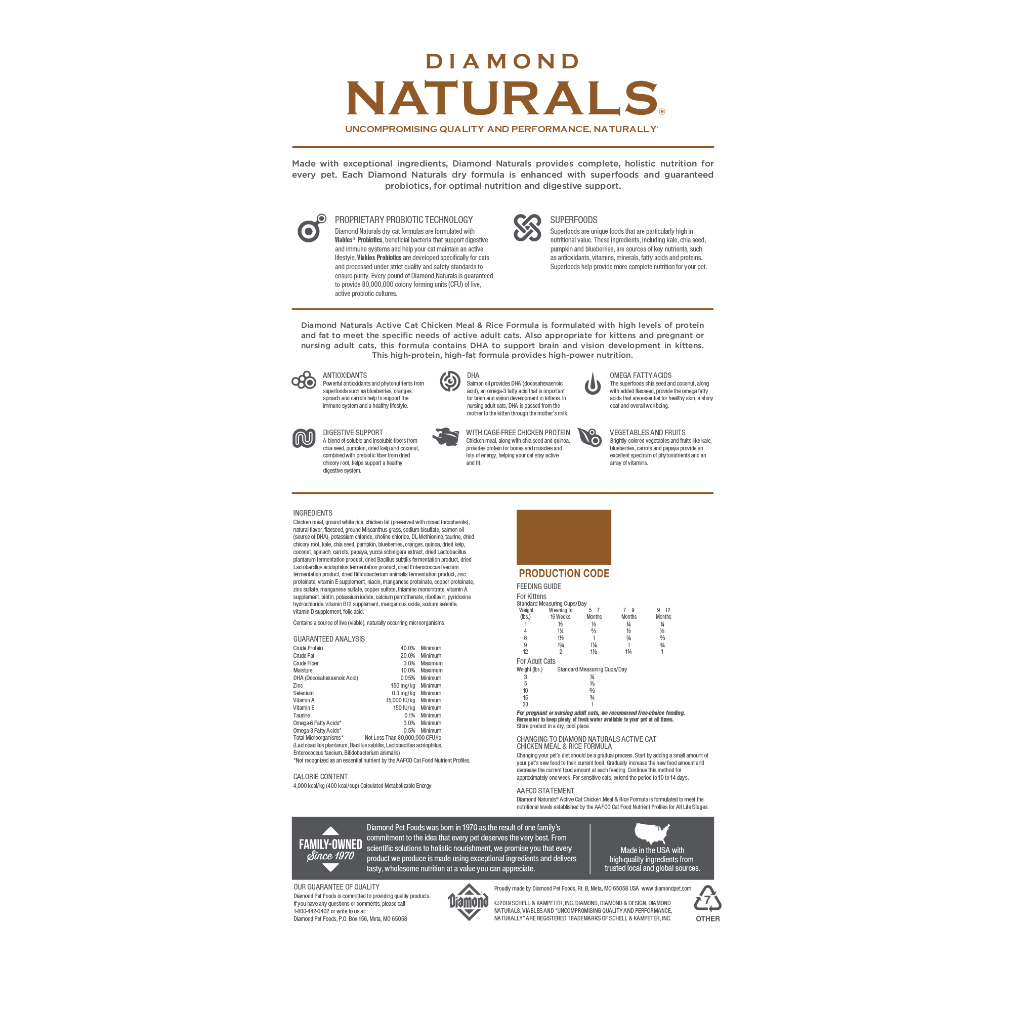 Active Cat Chicken Meal & Rice Formula | Diamond Naturals